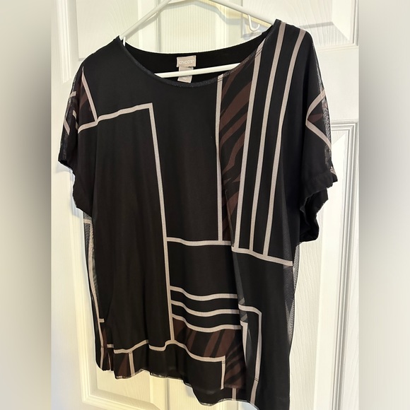 Chico's | Tops | Chicos Size Top Black Top Mesh Over Top | Poshmark